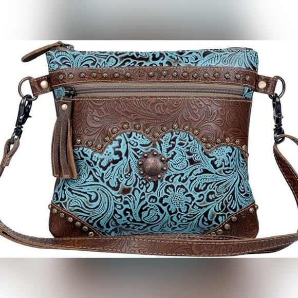 Myra Bag | Bags | Myra Bag Azure Tooled Leather Crossbody | Poshmark